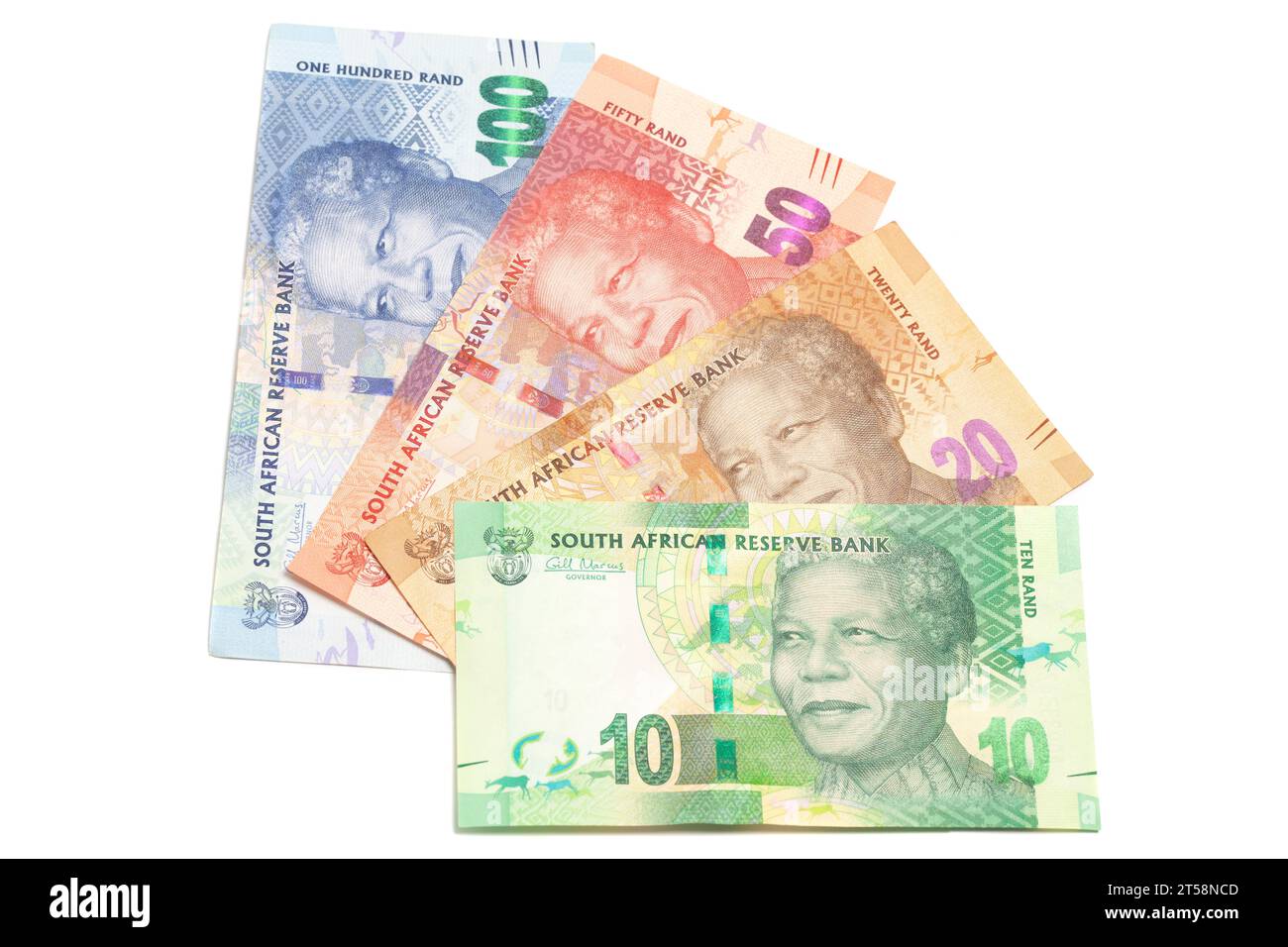 Nelson Holilala Mandela faces on South African money rand banknotes ...