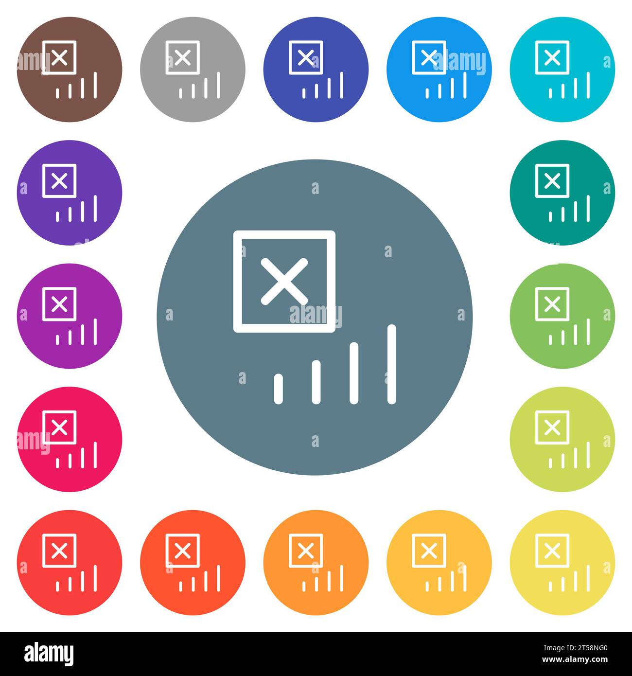 Signal error flat white icons on round color backgrounds. 17 background ...