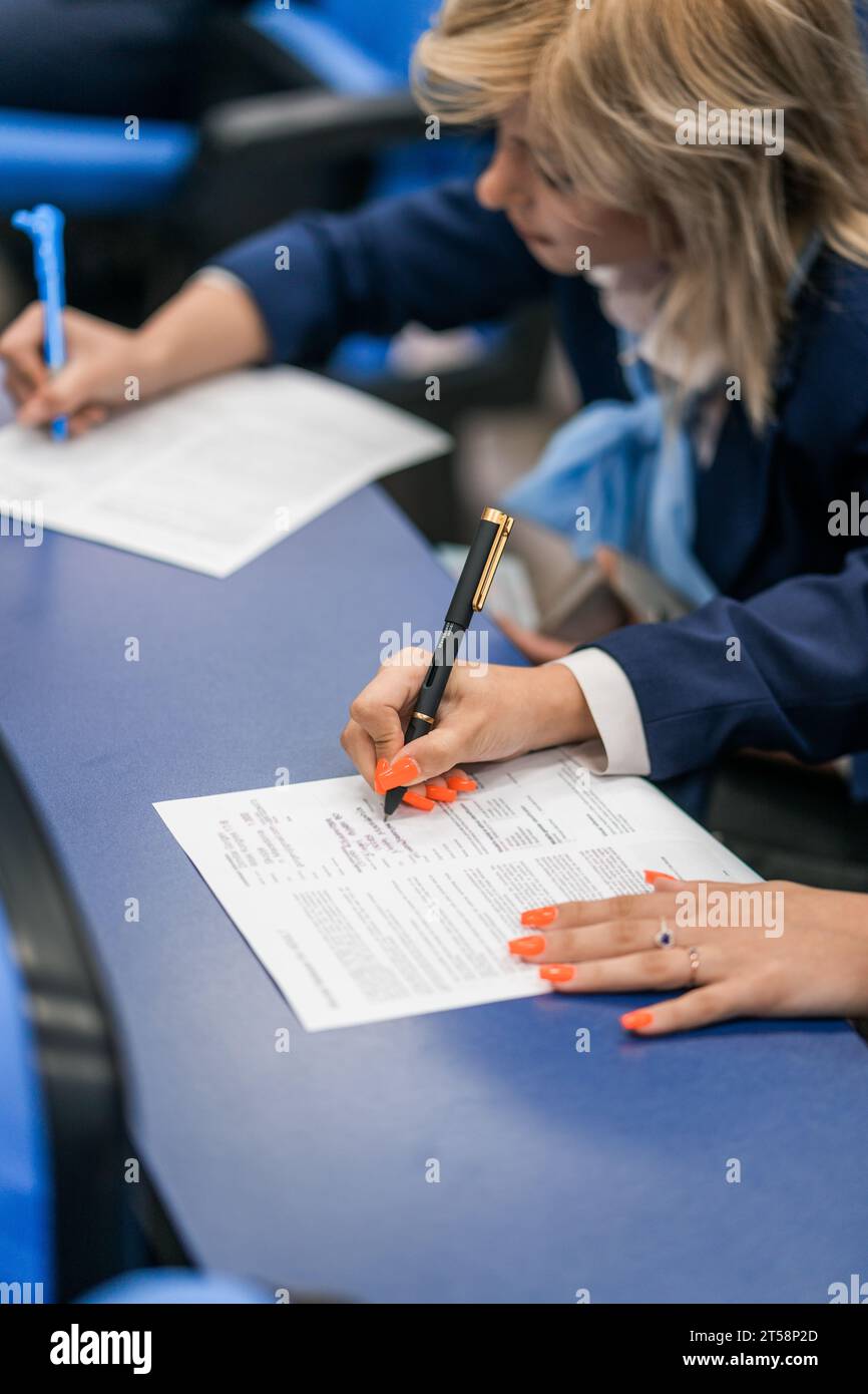 High school students working on writing hi-res stock photography and ...
