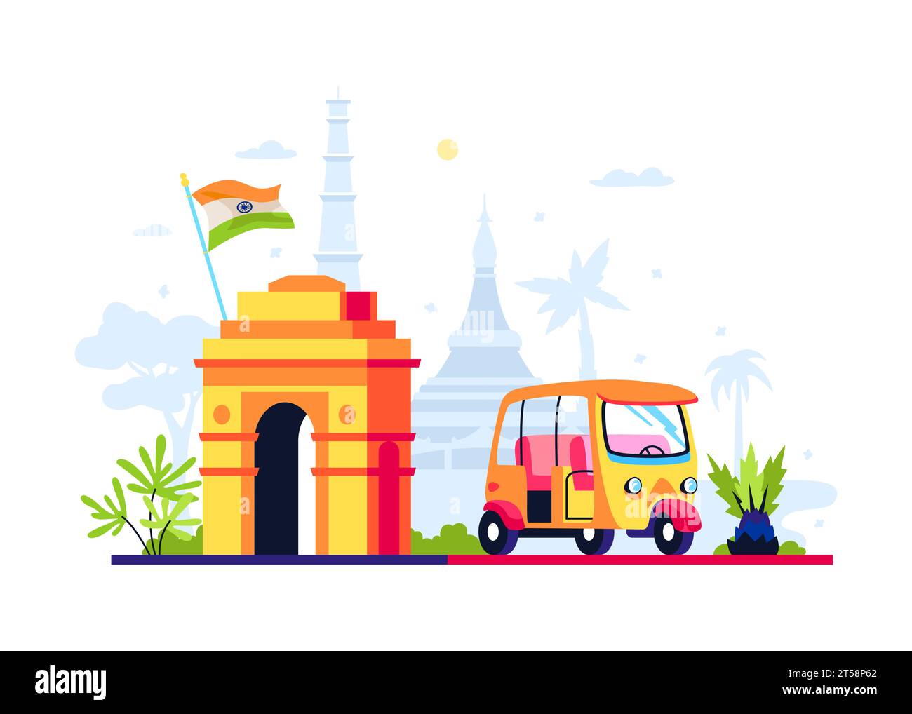 Landmarks of India - modern colored vector illustration Stock Vector ...