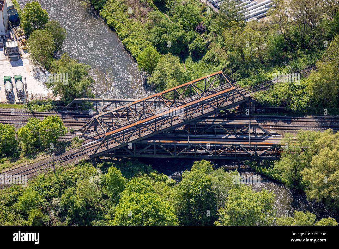Two crossing railroad bridges over the river volme hi-res stock ...