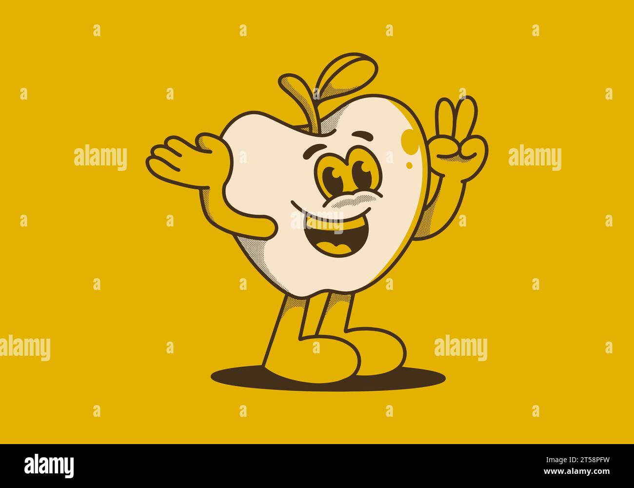 Vintage mascot character illustration of happy apple fruit Stock Vector ...