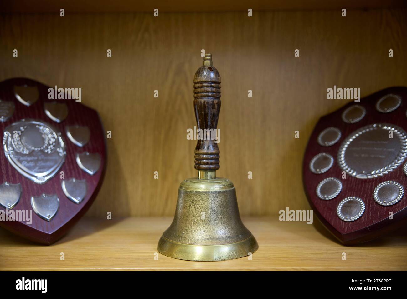 Trophies For Achievement On Display In Cabinet With Old Fashioned ...