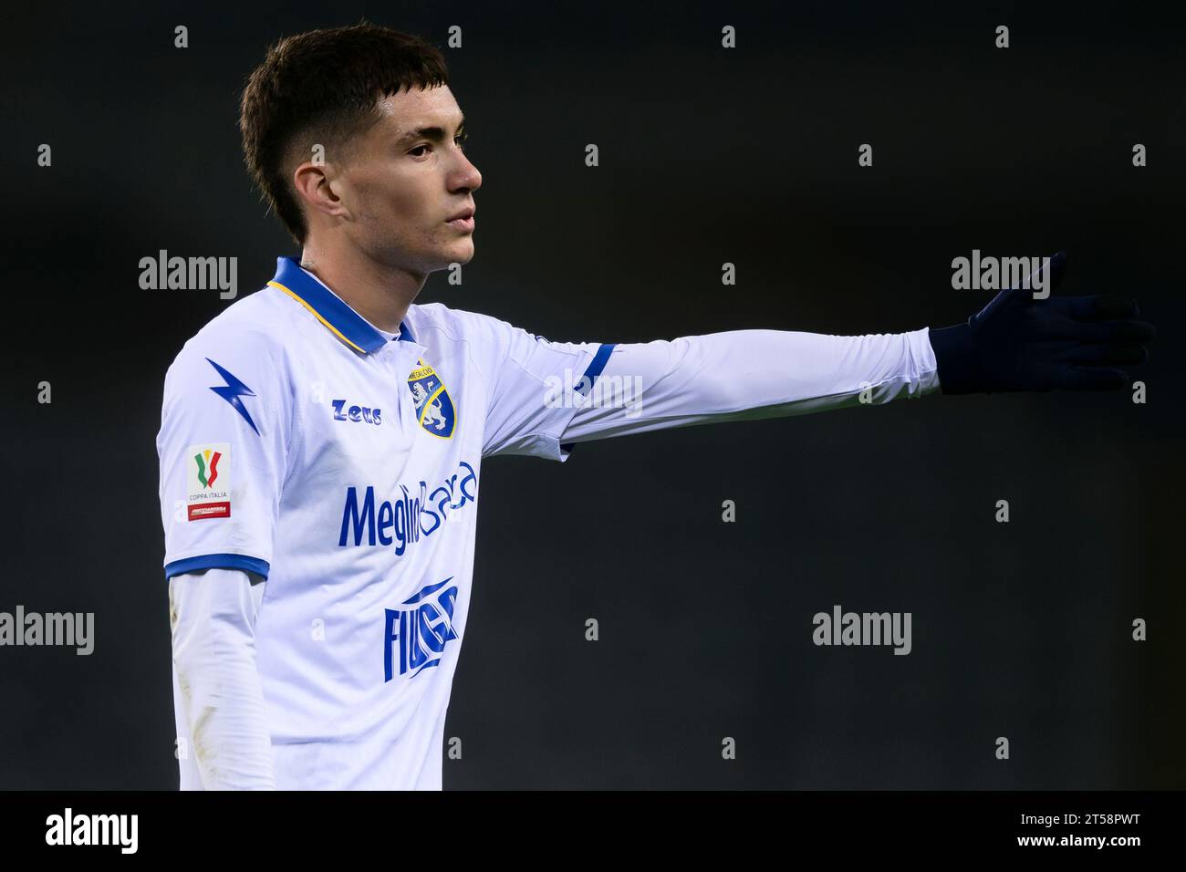 Matias Soule of Frosinone Calcio gestures during the Coppa Italia ...