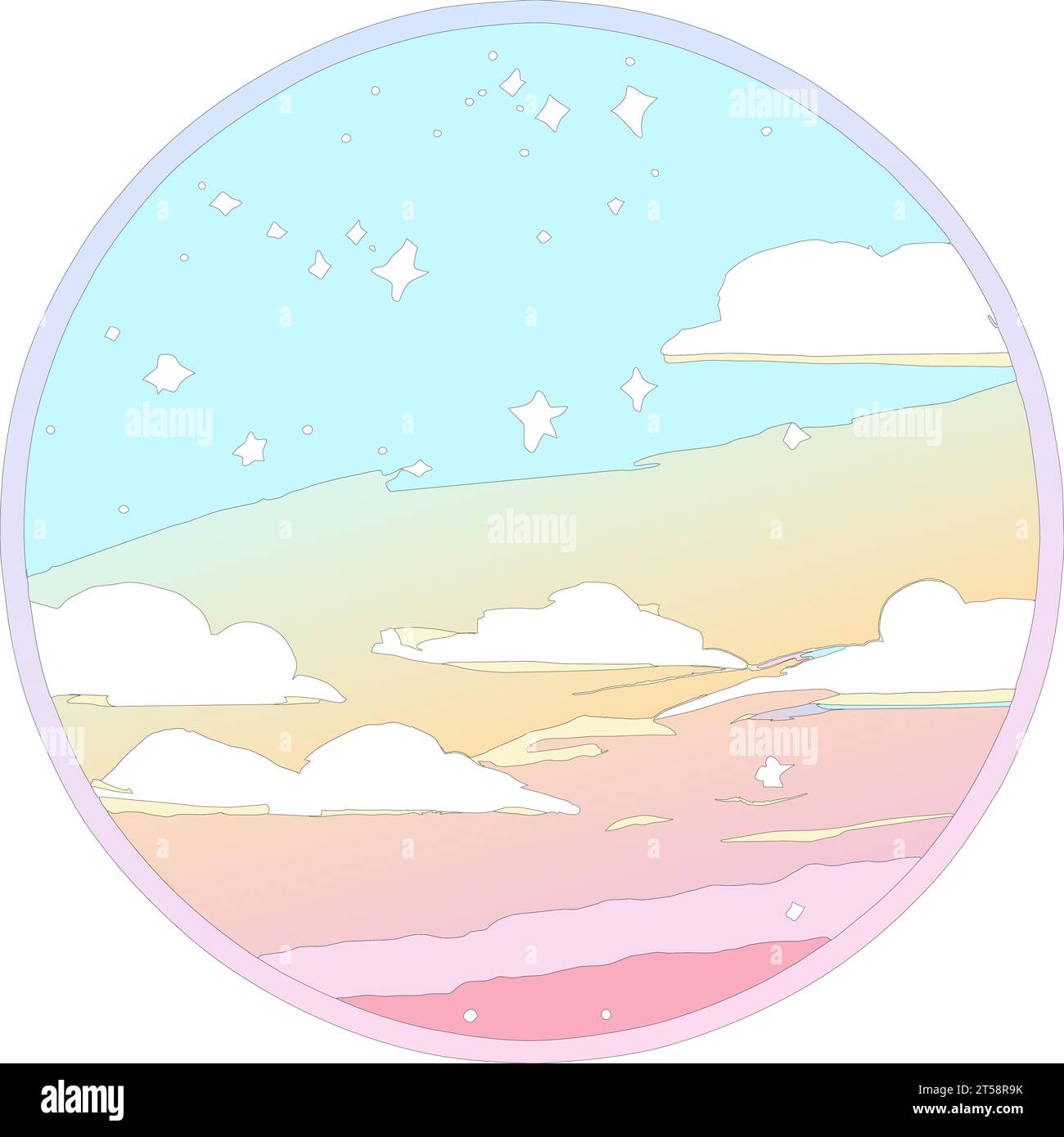 graphic illustrated Sky circle window clouds daylight sweet dream ...