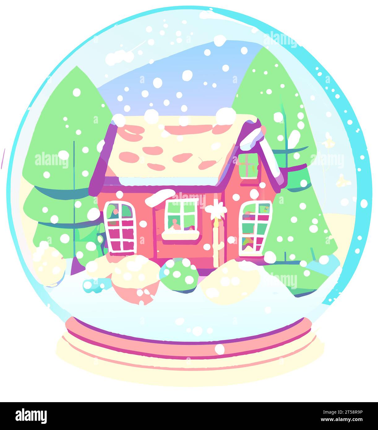 graphic illustrated Glass ball snow globe of winter house illustration ... graphic illustrated Glass ball snow globe of winter house illustration ...