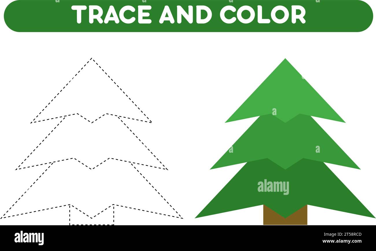 Christmas tree coloring page preschool Stock Vector Images - Alamy