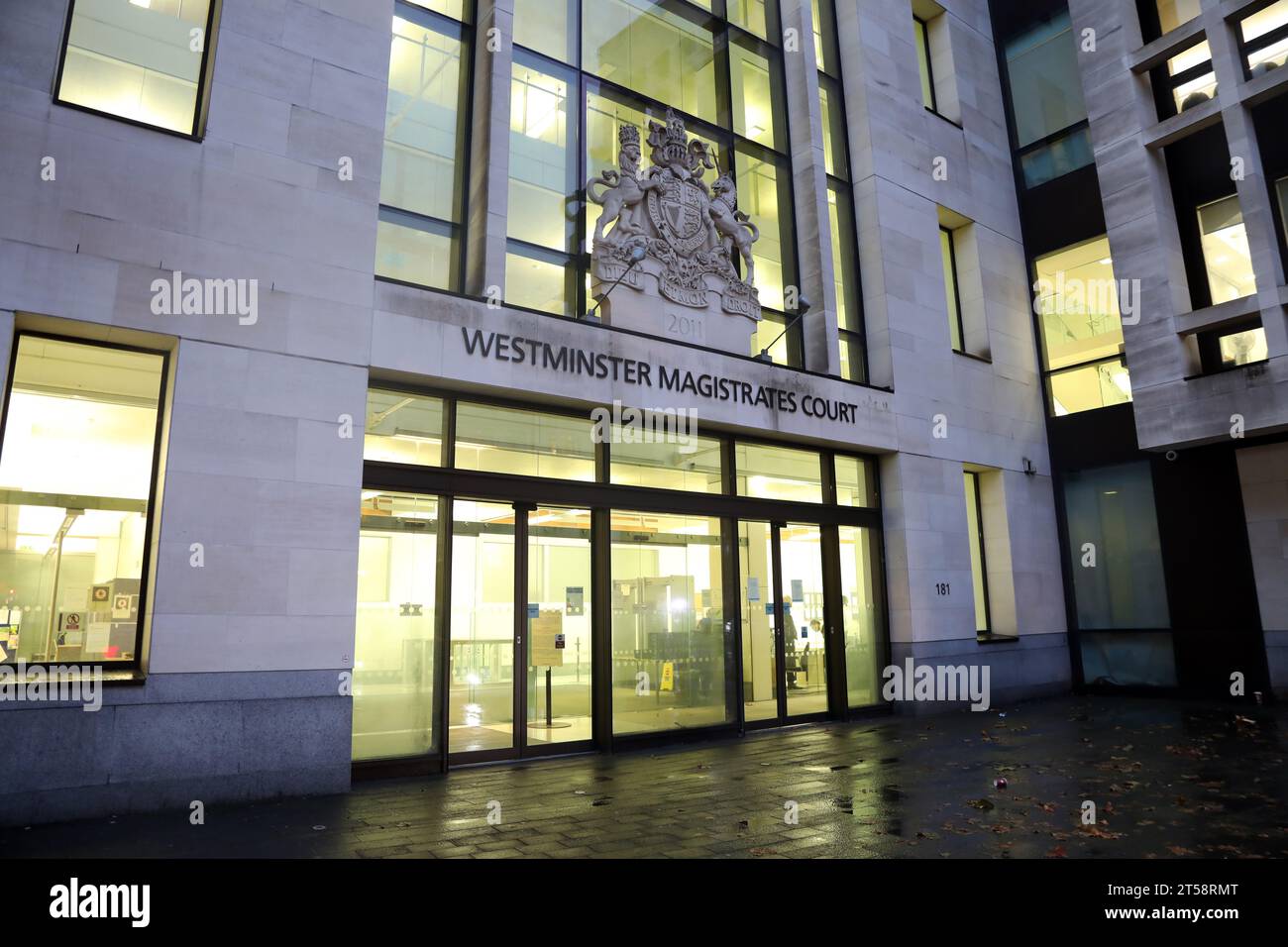 View of the entrance to Westminster Magistrates Court on Marylebone ...