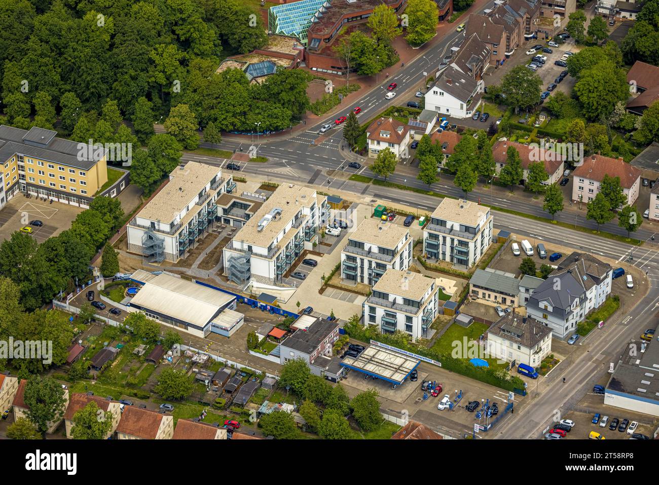 Aerial view, new housing estate Wilhelmstraße, Gladbeck, Ruhr area ...