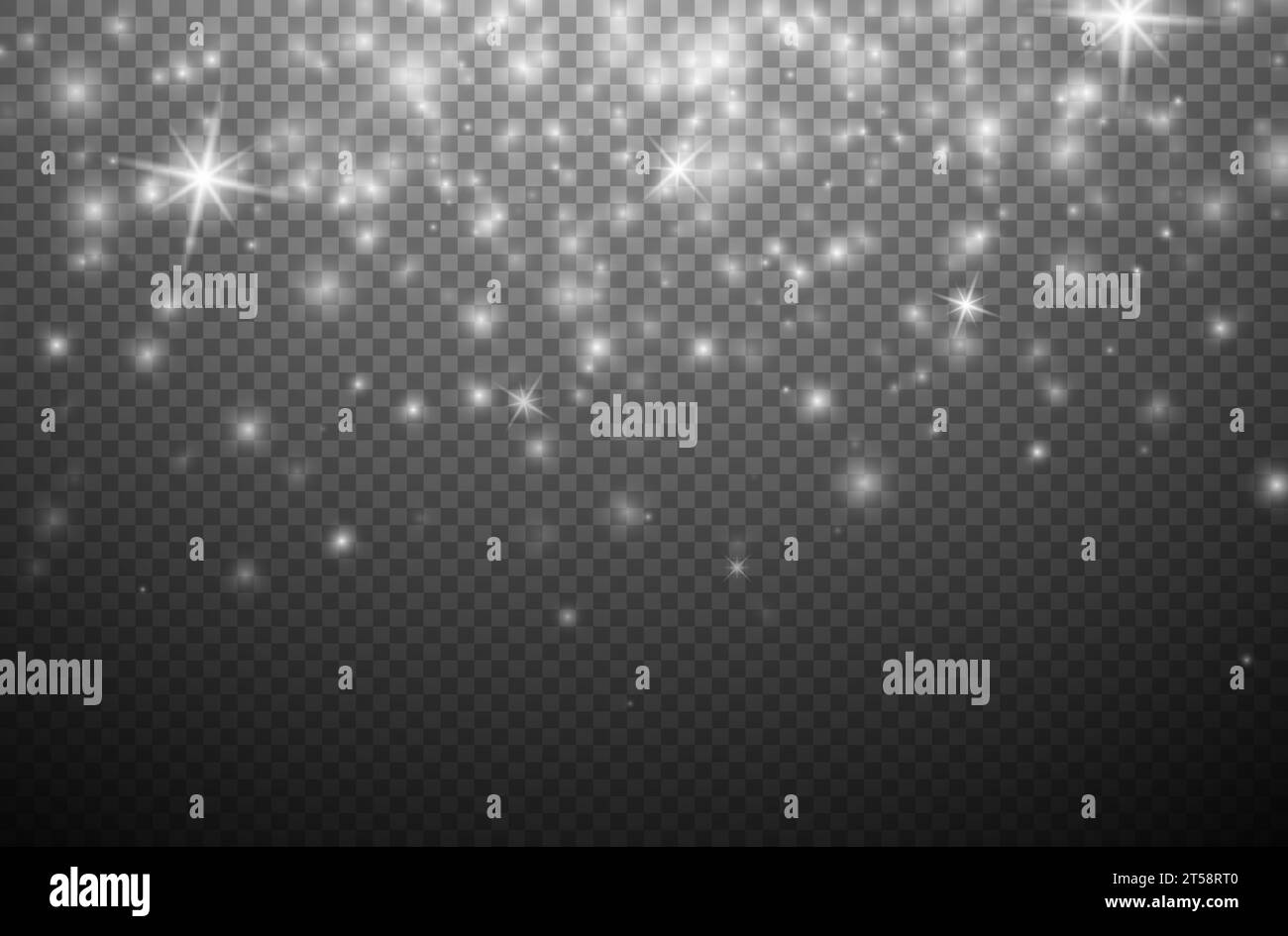 Light effect of white stars and sparks. Sparkling elements on a dark ...
