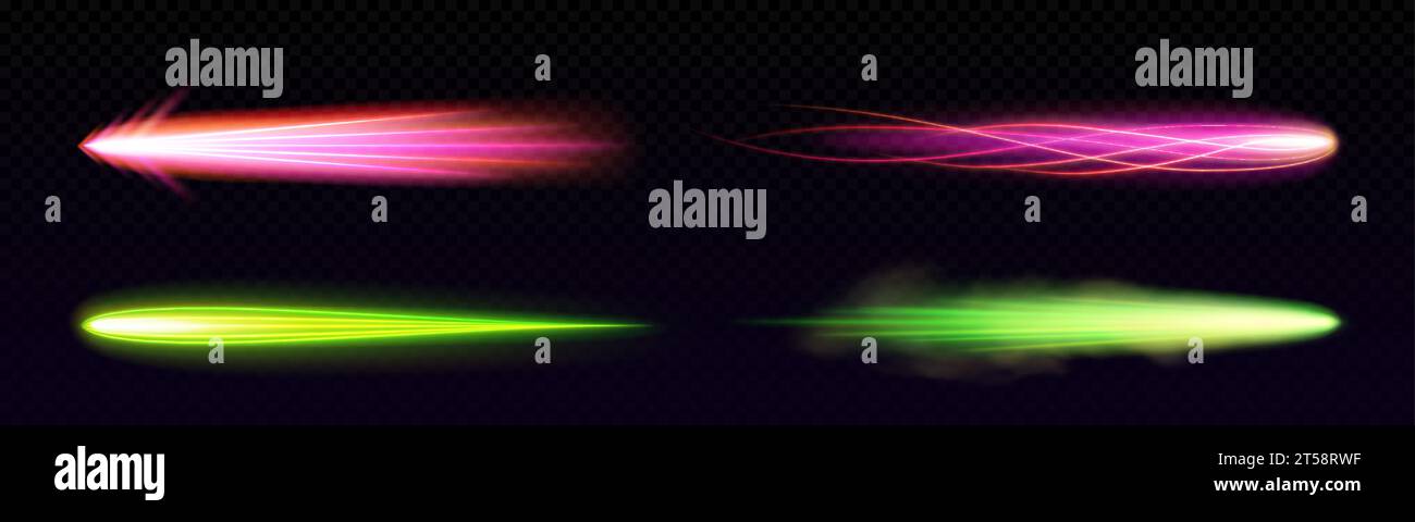 Rocket missile or star falling light vfx effect. Realistic vector ...