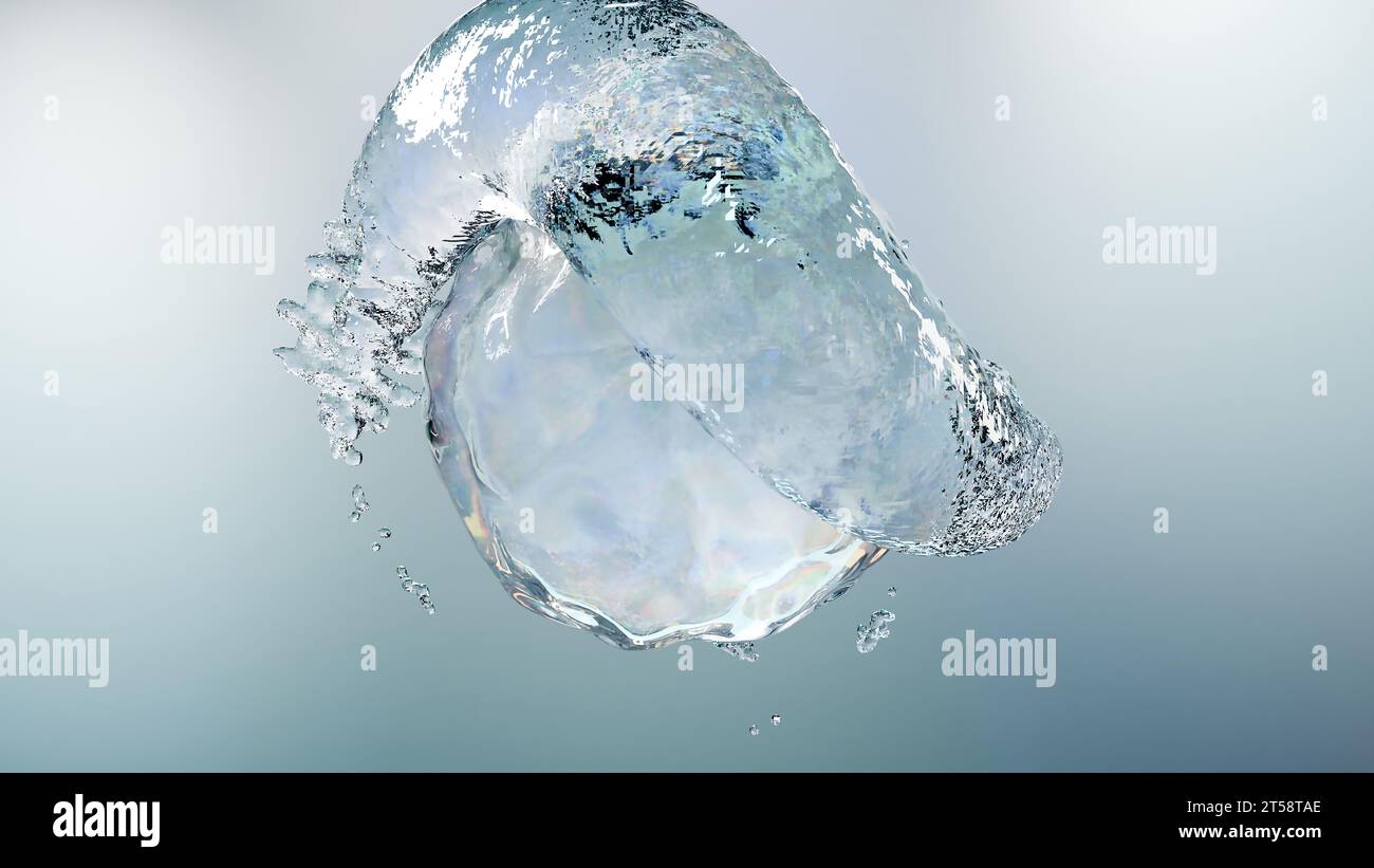 essential Oil Bubbles for cosmetics in water. blue liquid bubbles ...