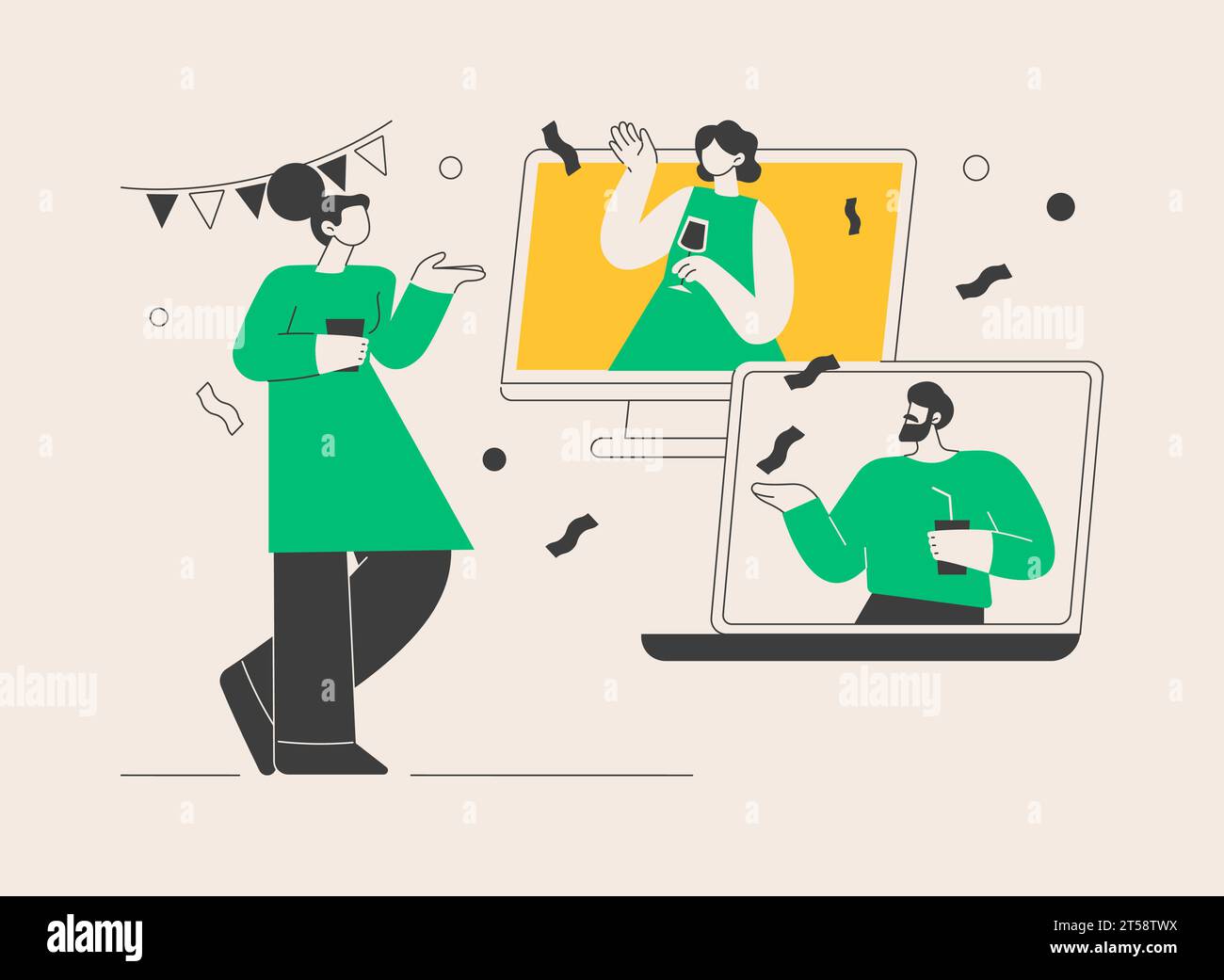 Self-isolation party abstract concept vector illustration Stock Vector ...