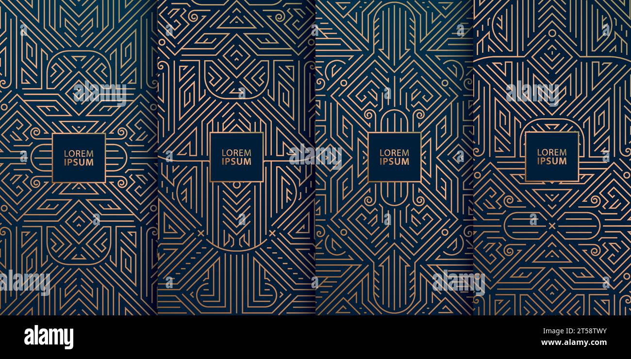 Vector set of art deco, fancy patterns, line wine, chocolate, tea ...