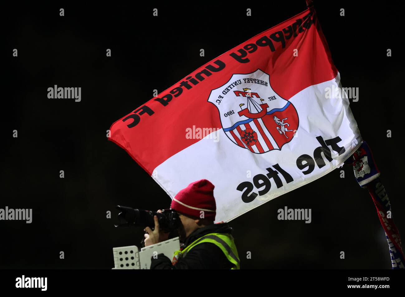 General view of a Sheppey United flag ahead of the Emirates FA Cup ...