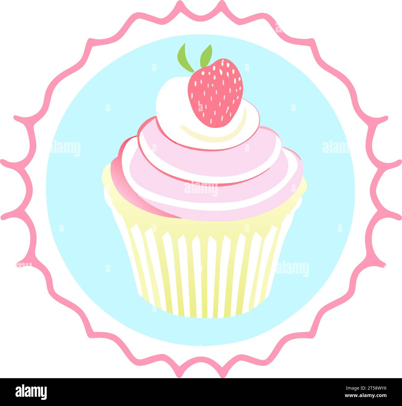 graphic illustrated Cupcake strawberry dessert sweet bakery bright ...