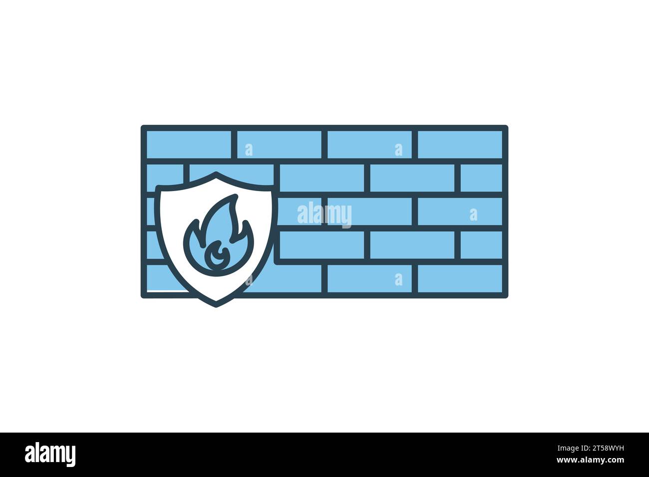 fire wall icon. wall with shields and fire. icon related to device ...