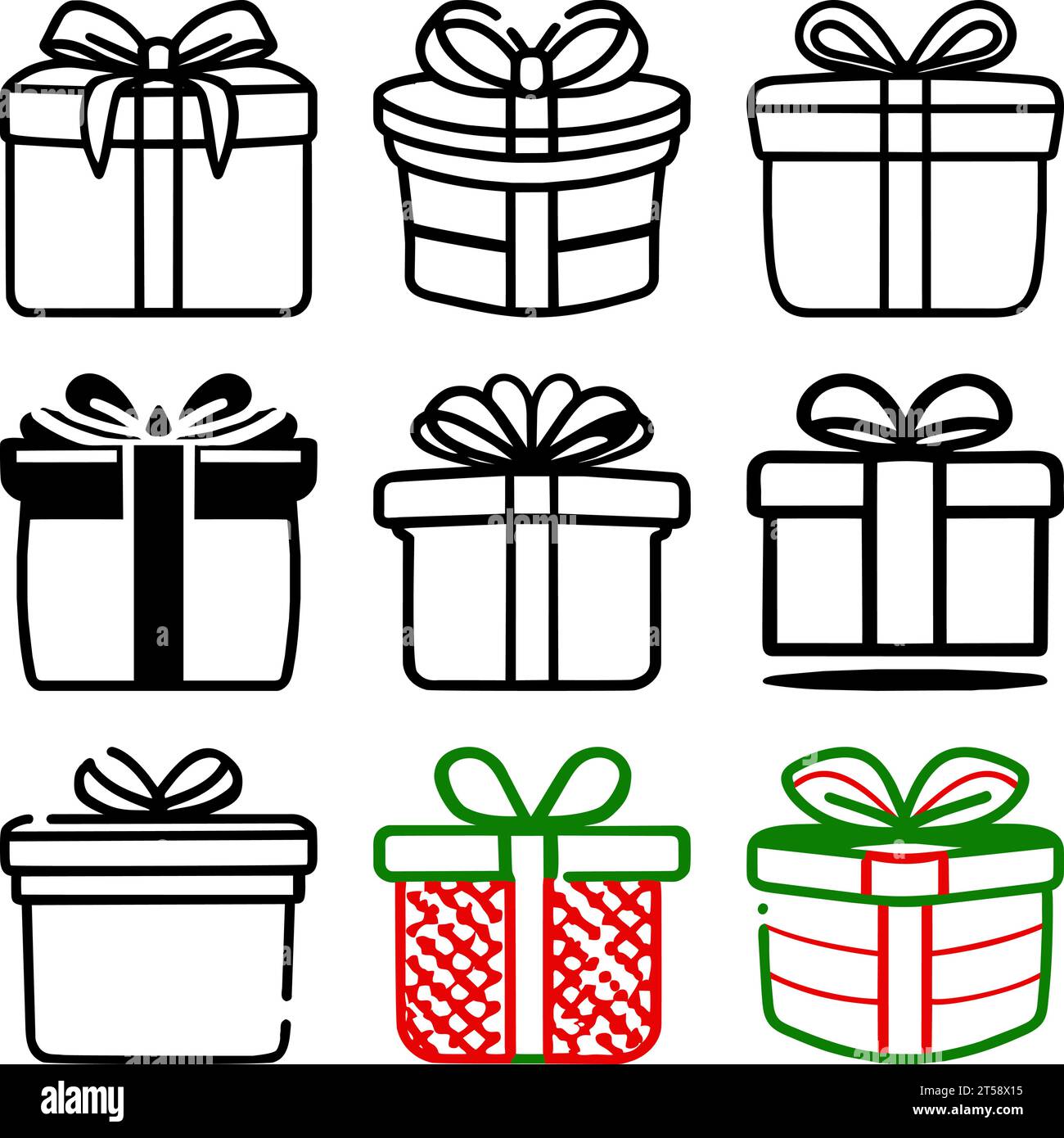 graphic illustrated Icon Set Present Christmas Birthday vector Stock ...