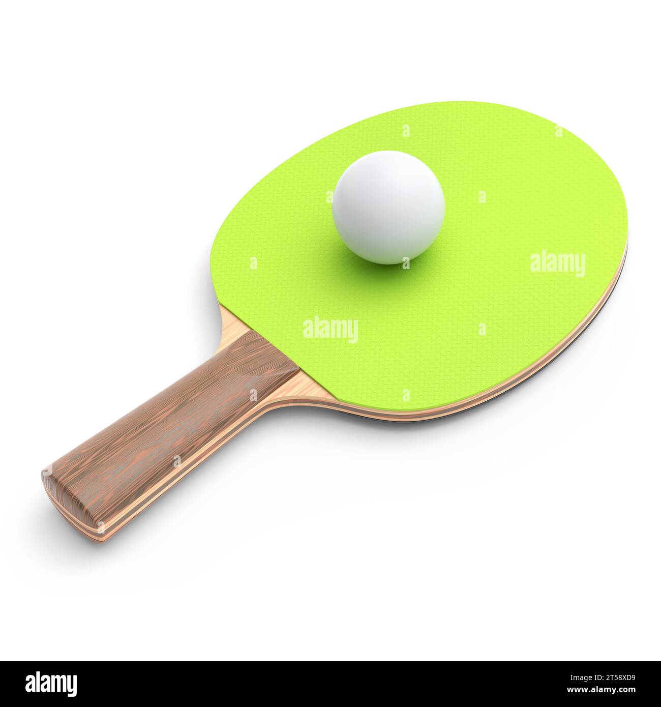 Green ping pong racket for table tennis with ball isolated on white ...
