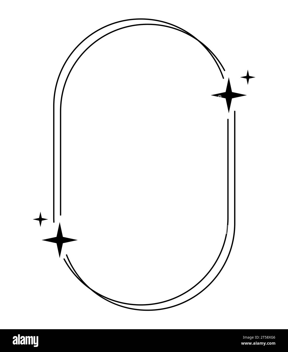 Trendy linear oval frame with stars, Modern minimalist aesthetic line ...