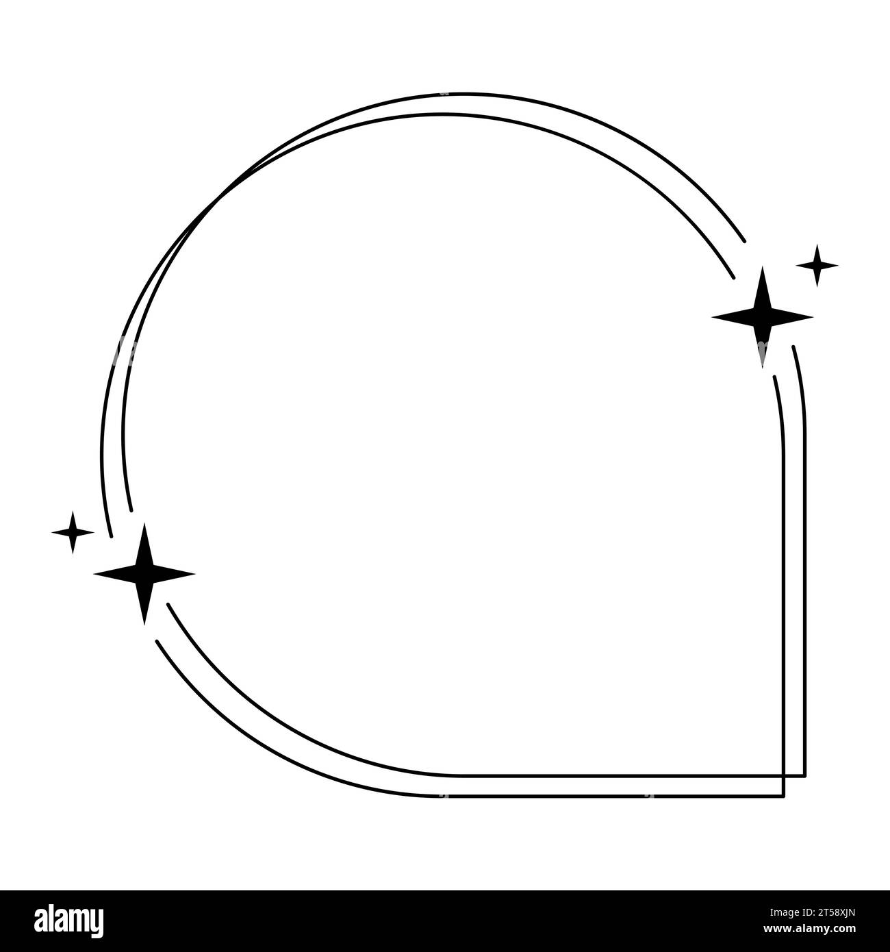 Trendy linear frame with stars, Modern minimalist aesthetic line ...