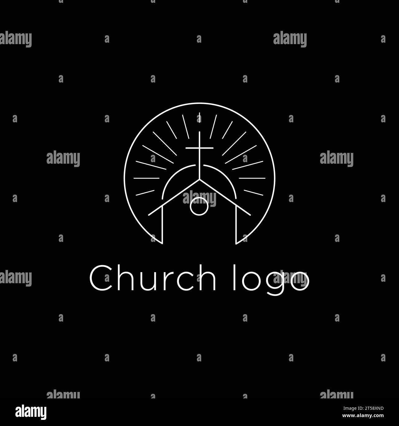 Chruch christian with line art style logo design Vector Image Stock ...