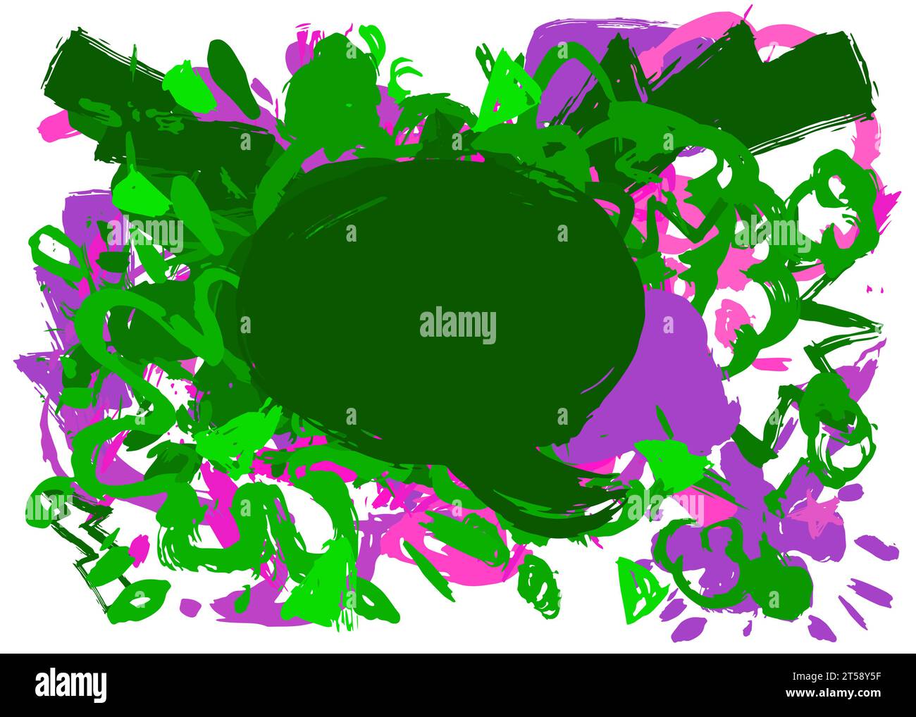 Green and purple graffiti speech bubble. Abstract modern Messaging sign ...