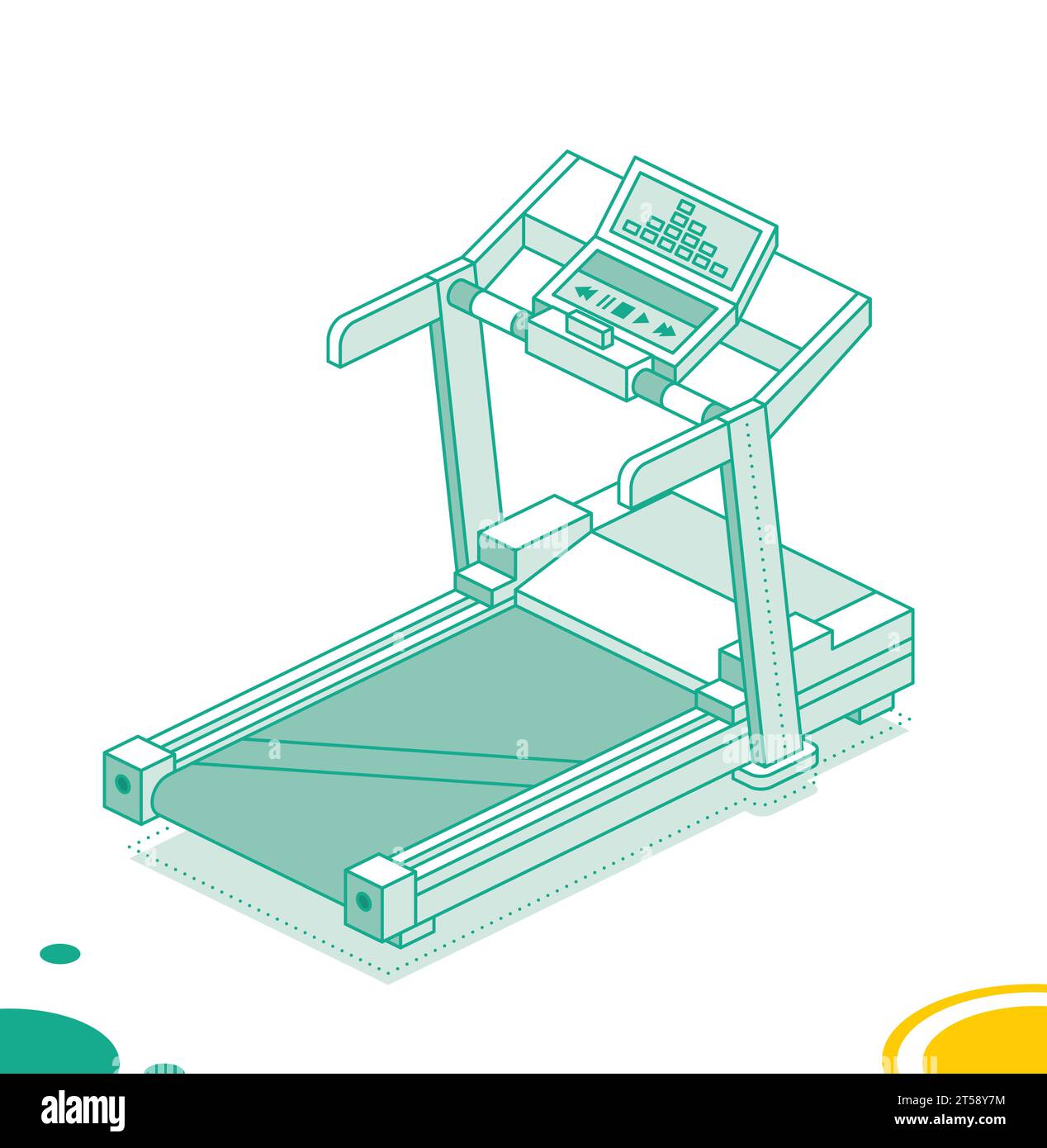 Isometric treadmill. Running simulator. Vector illustration. Outline ...
