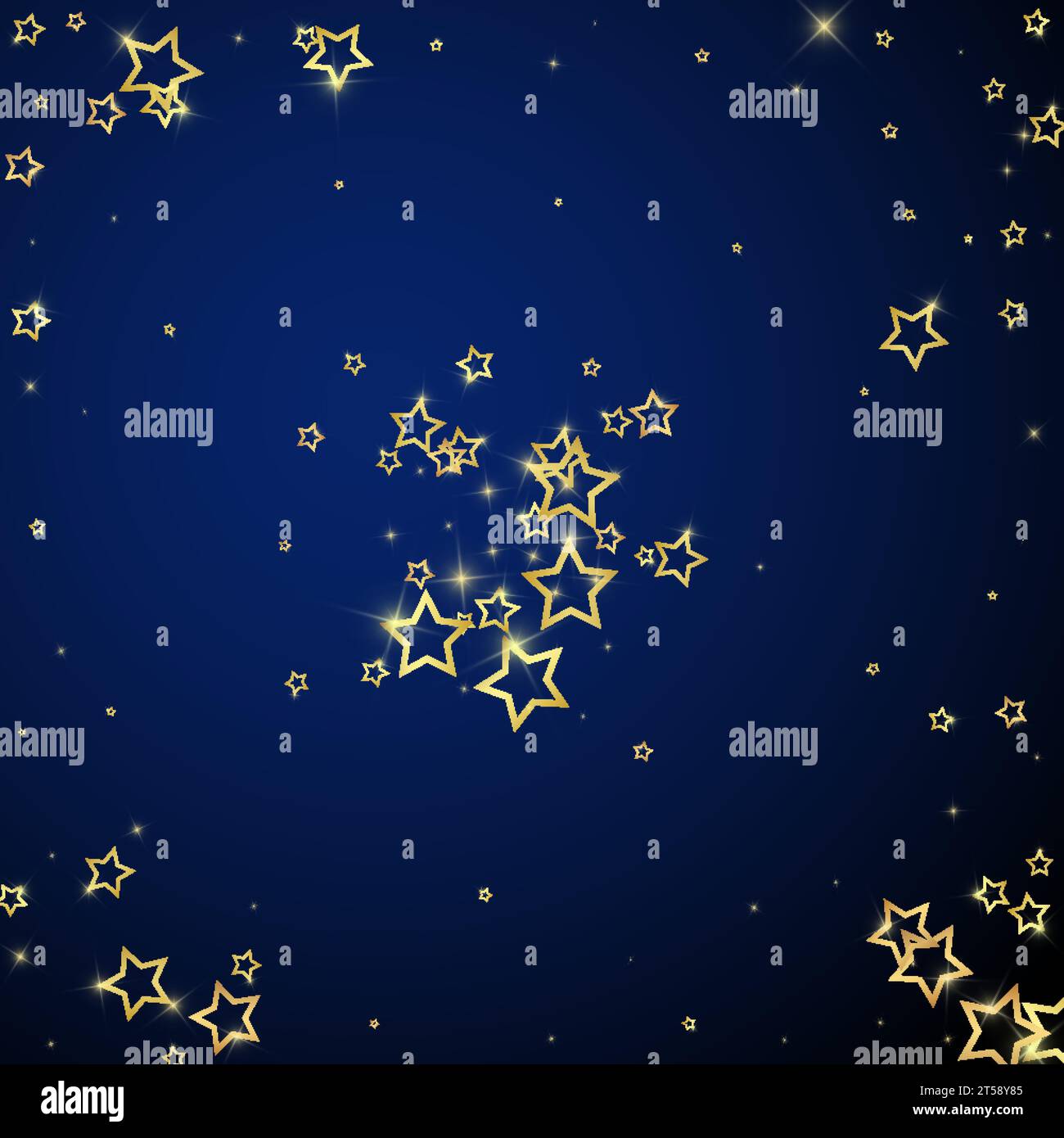 Gold sparkling star confetti. Chaotic dreamy childish overlay template ...