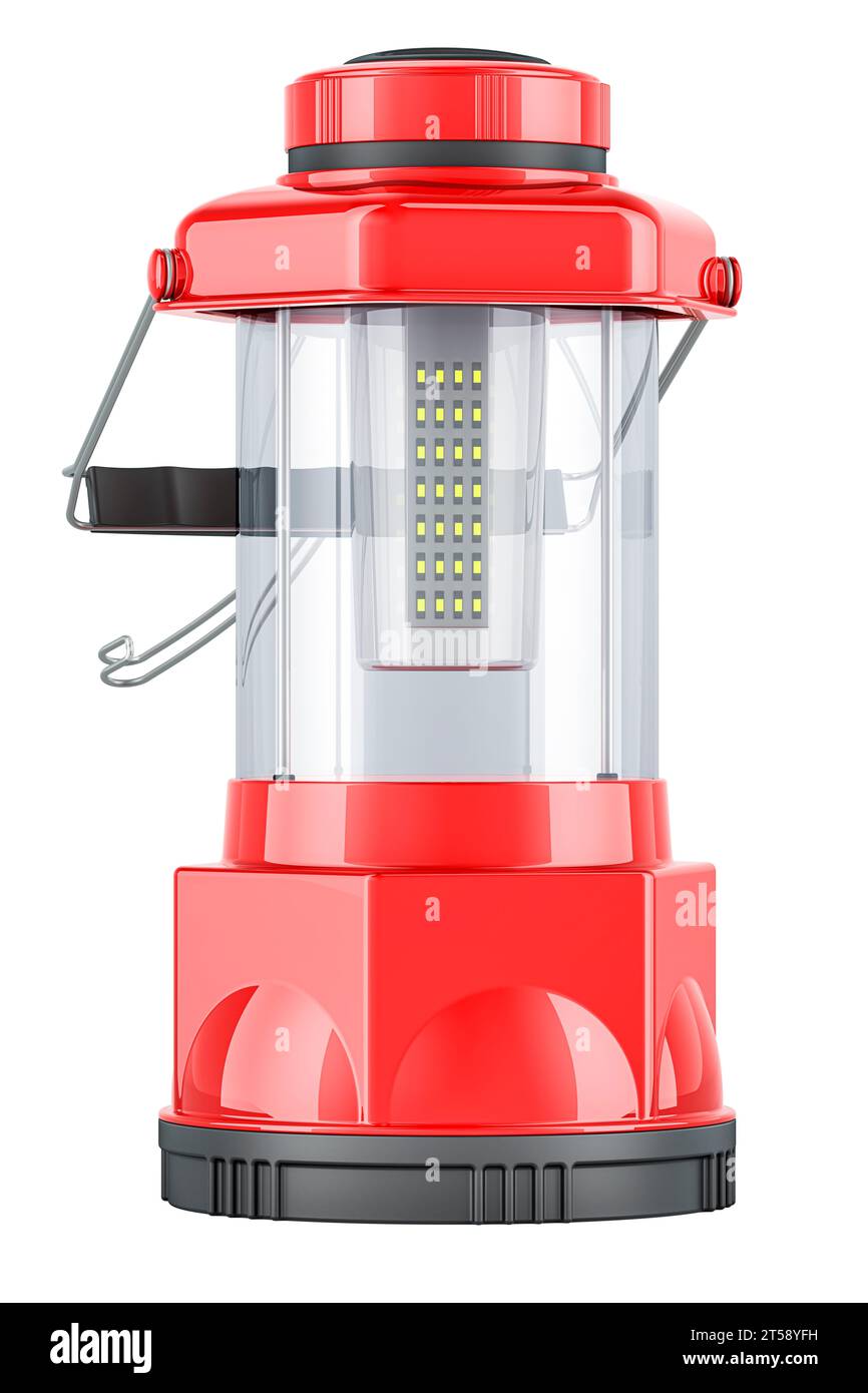 LED Camping Lantern Flashlight, 3D rendering isolated on white ...
