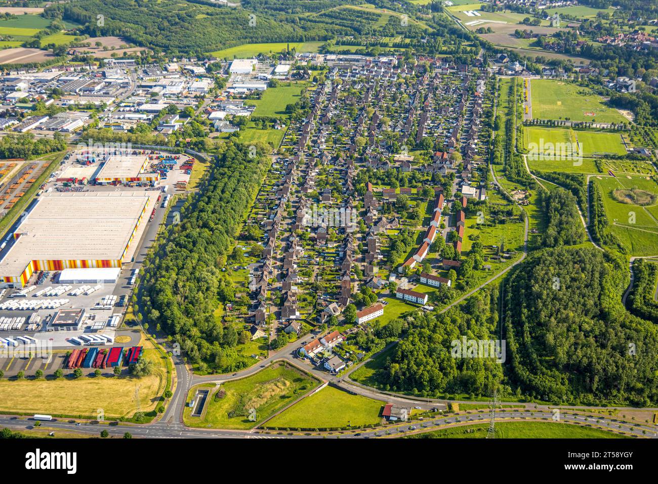 Aerial view, Lippepark Hamm, Schacht Franz slag heap, Isenbecker Hof ...