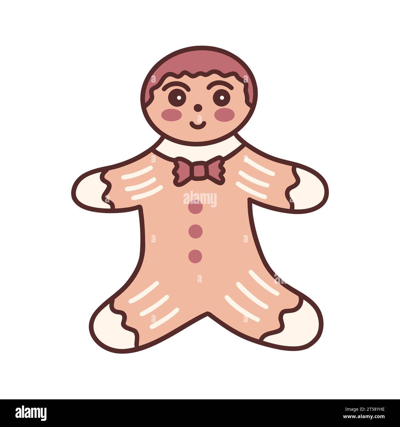 Ginger man cookie with bow tie. Delicious Christmas cookies with glaze ...