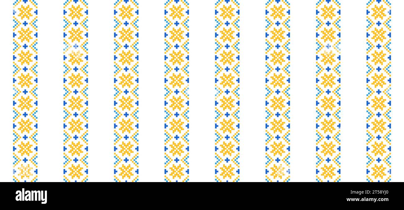 Ukrainian vector seamless fashion pattern. Decoration in blue and ...