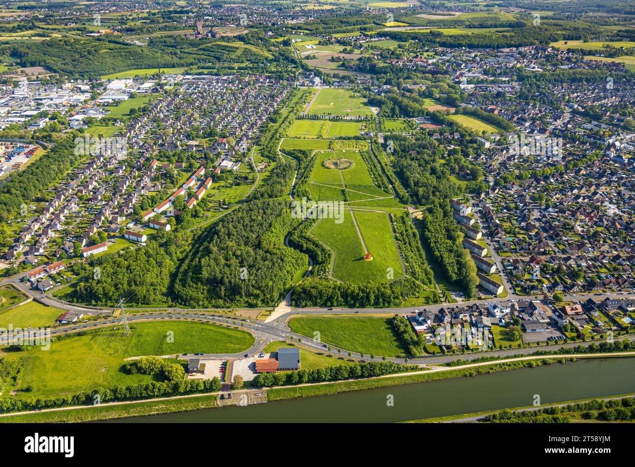 Aerial view, Lippepark Hamm, Schacht Franz slag heap, Isenbecker Hof ...