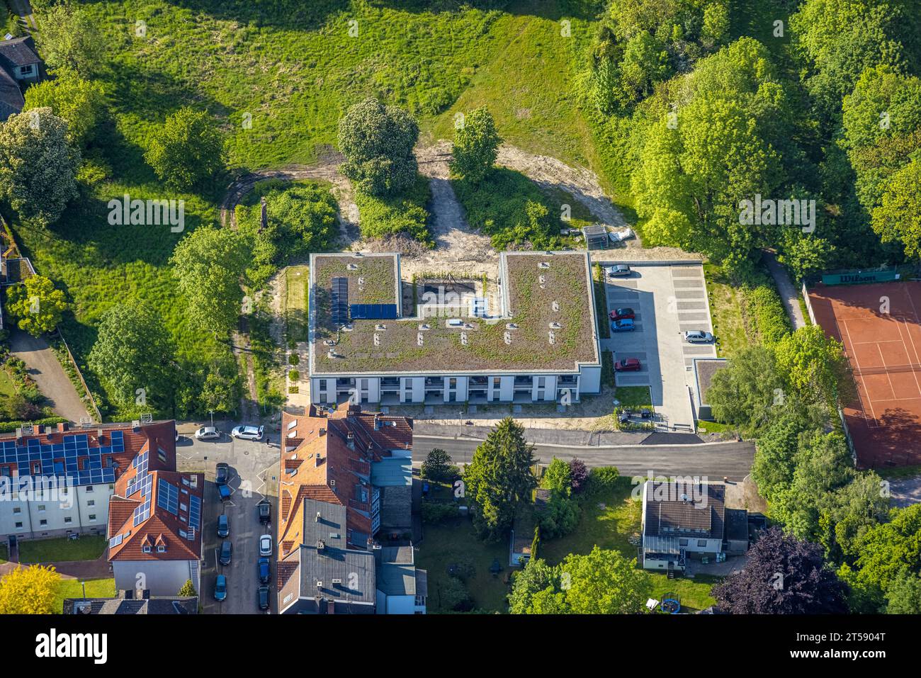 Aerial view, new residential complex Brändströmstraße, Mitte, Hamm, Ruhr area, North Rhine ...