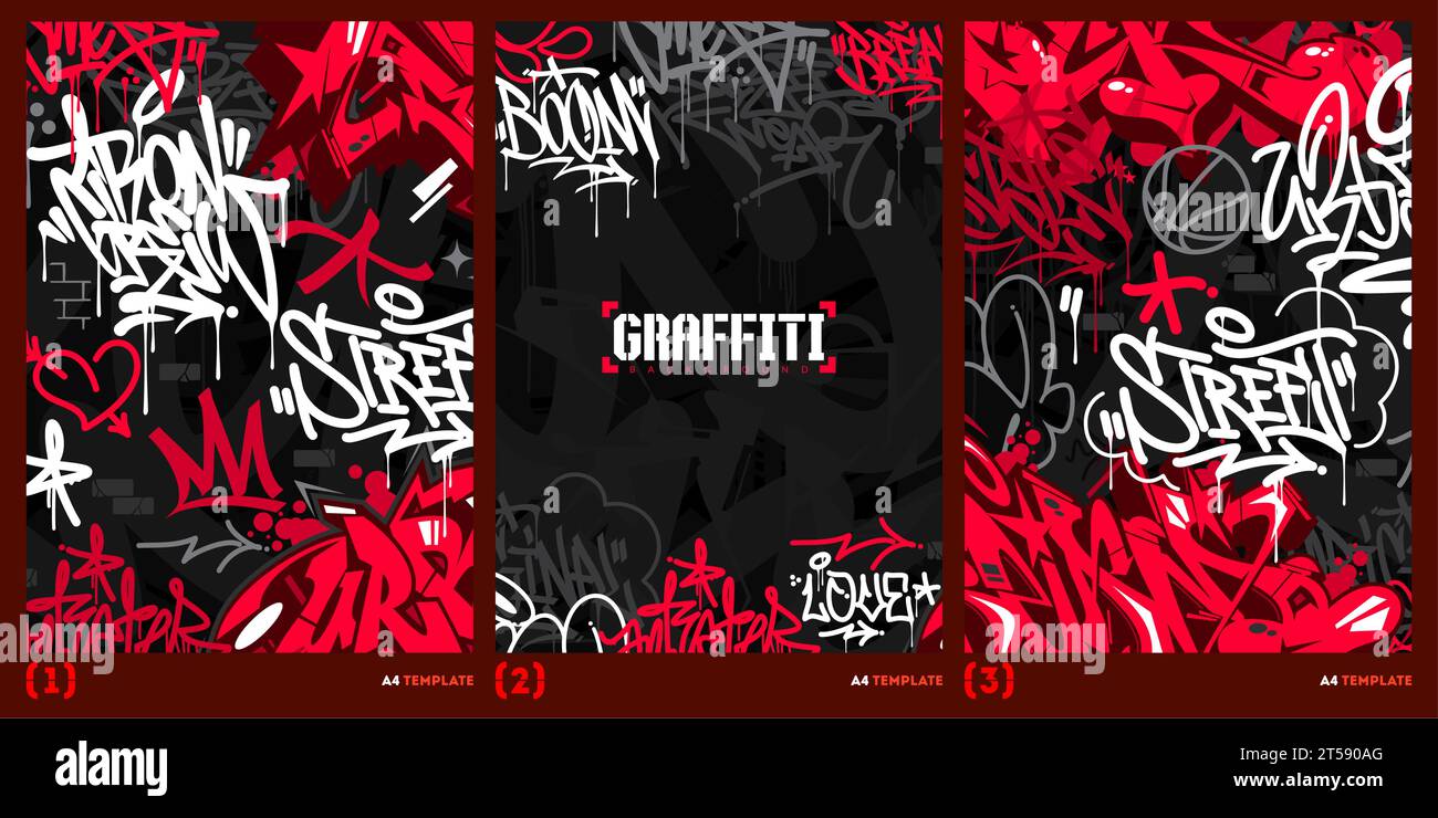 Abstract Graffiti Style A4 Poster Vector Illustration Art Template ...