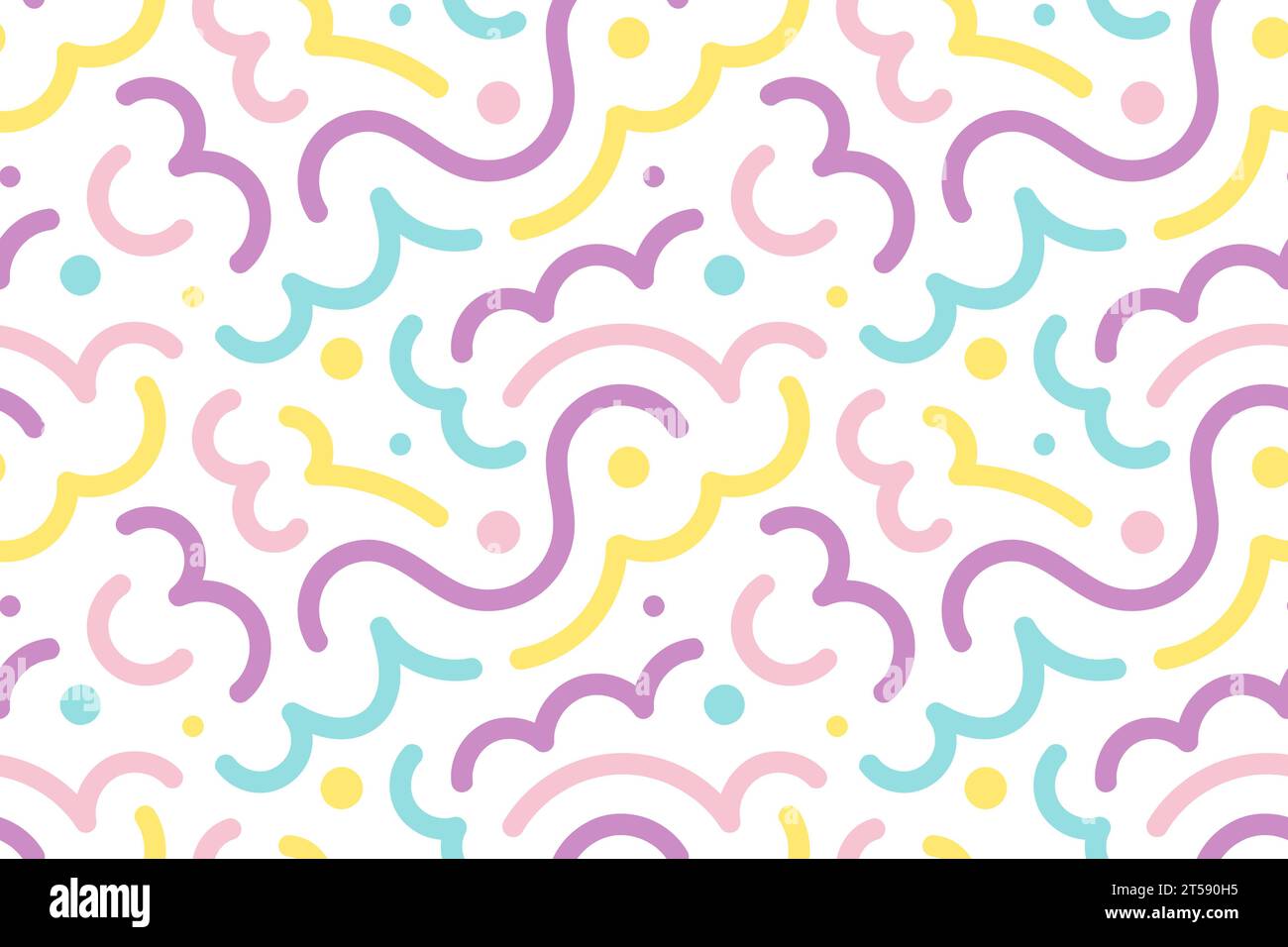 Seamless pattern of colorful abstract squiggles print, scribble spiral ...