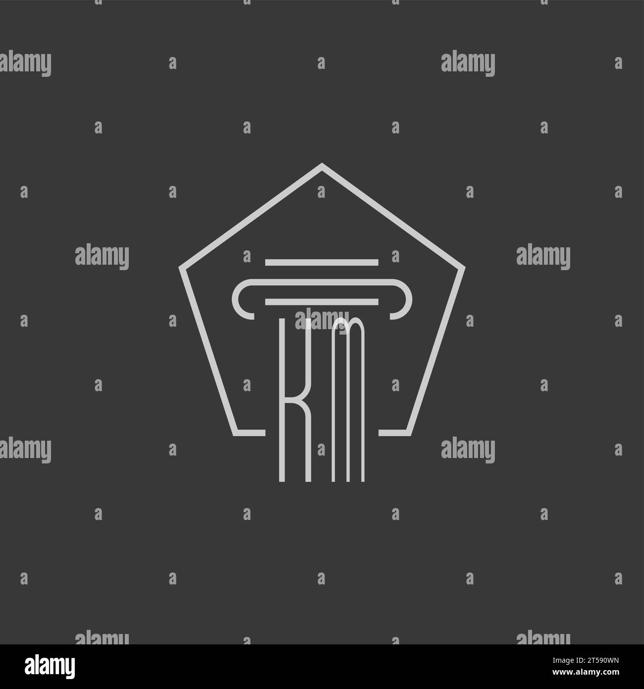 initial monogram KM with monoline pillar logo design ideas Stock Vector ...