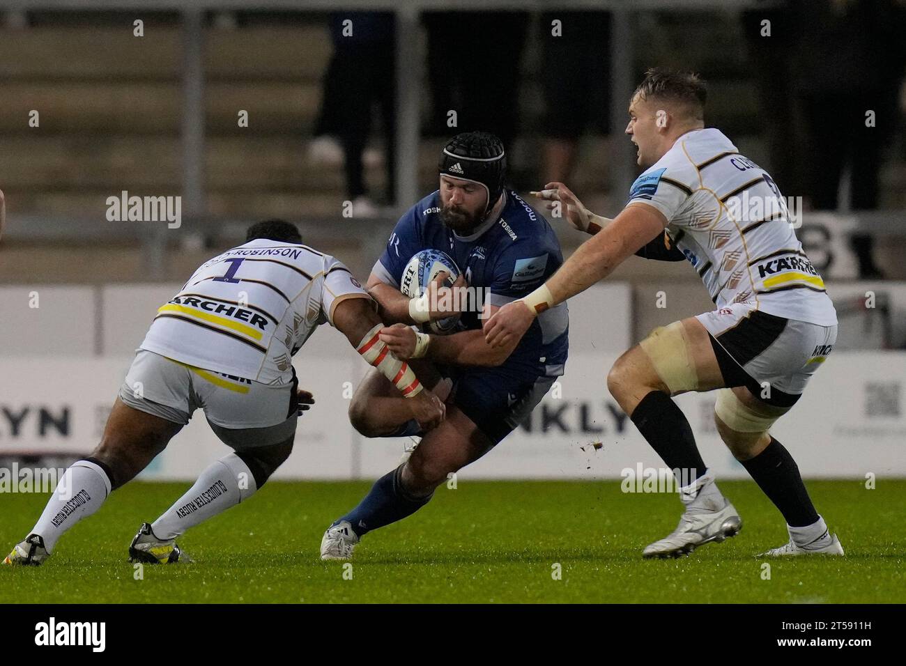 Eccles, UK. 03rd Nov, 2023. Bevan Rodd #1 of Sale Sharks runs at the ...