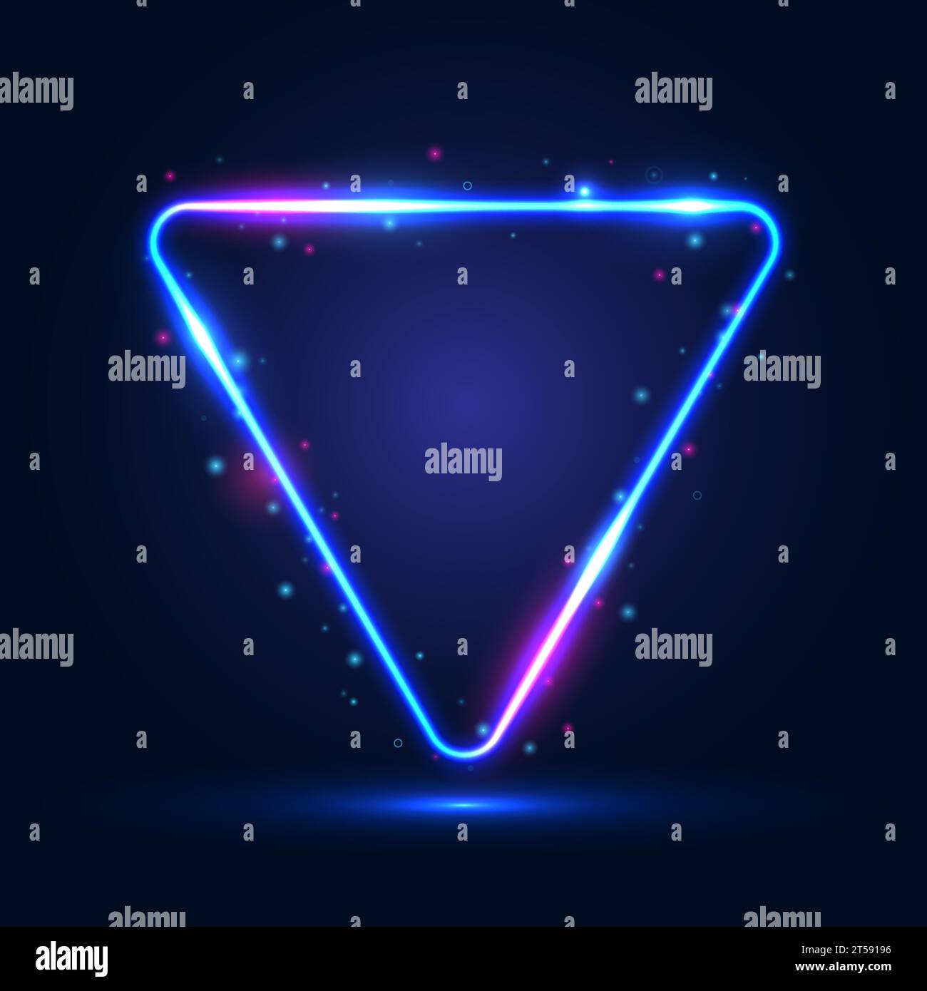 Neon triangular frame with shining effects and highlights on a dark blue background Stock Vector ...