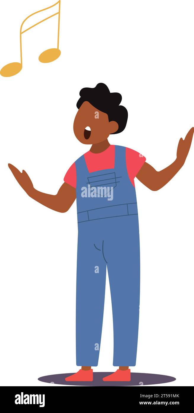 Joyful Boy Character Singing Songs With Pure Enthusiasm, Spreading ...