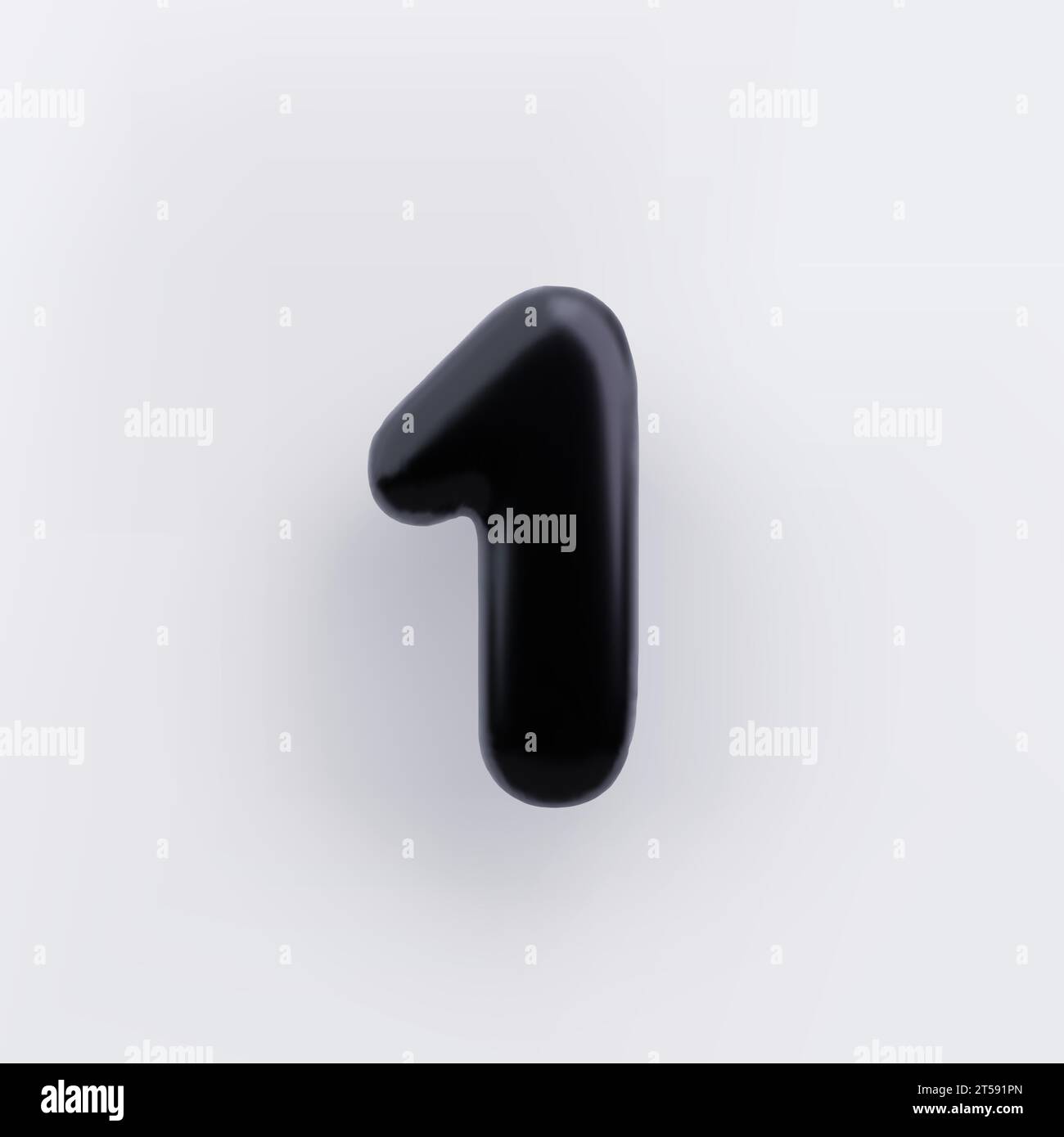 3D Black number 1 with a glossy surface on a white background Stock ...
