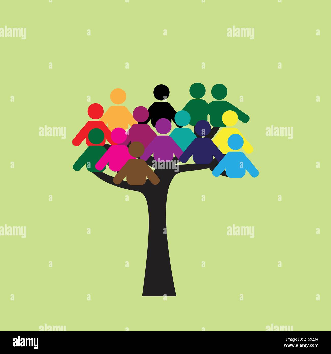 Tree trunk with colorful people on its branches Stock Vector Image ...