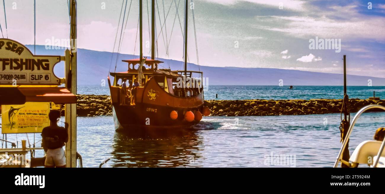 Lahaina, Maui, Hawaii, June 2, 1986 - Old Slide of Harbor and Fishing ...