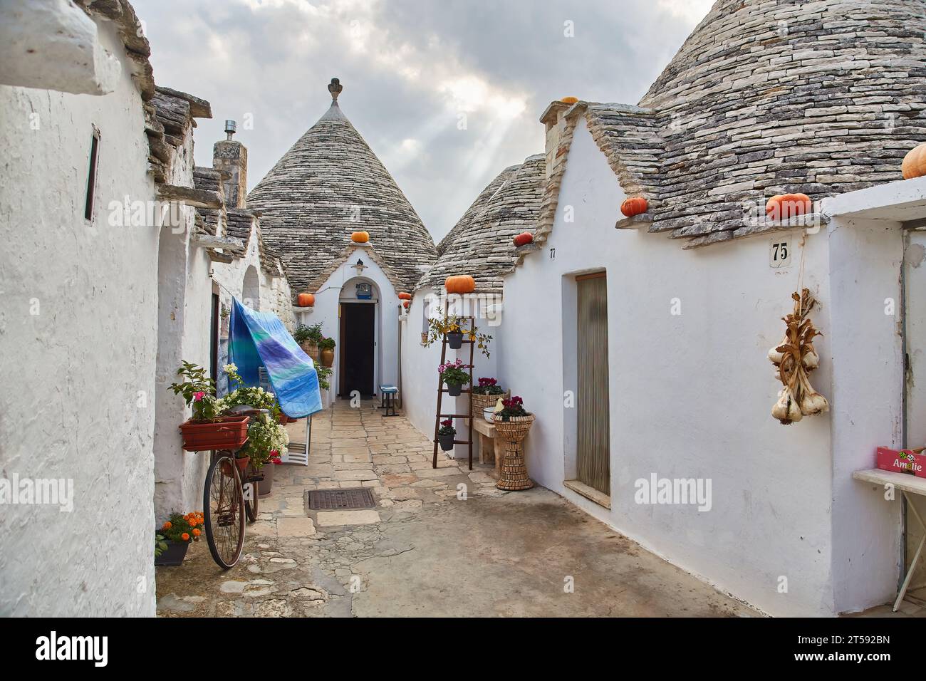 Alberobello, Puglia, Italy: Typical houses built with dry stone walls ...