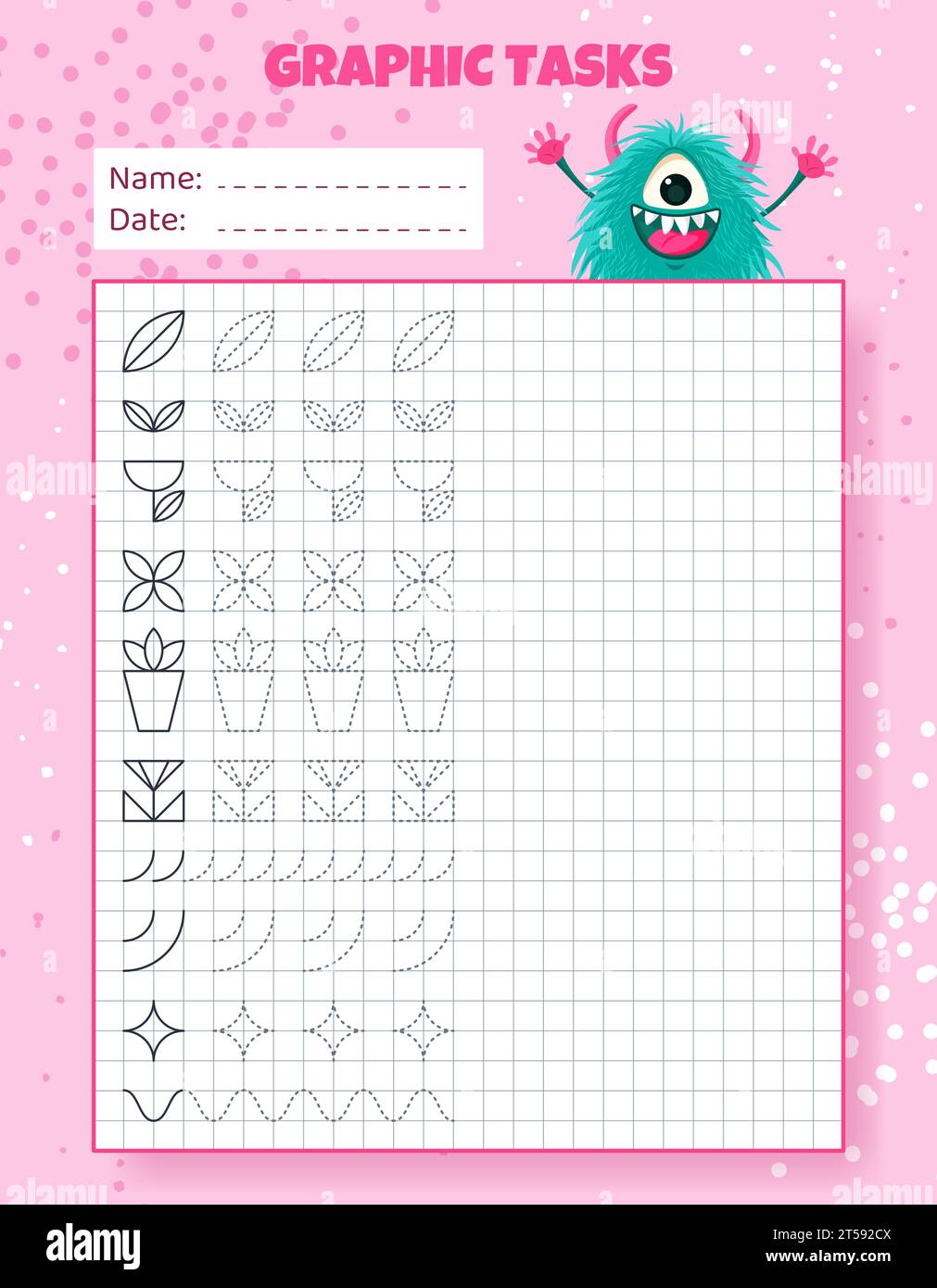 Graphic tasks by cells. Educational game for kids Stock Vector Image ...