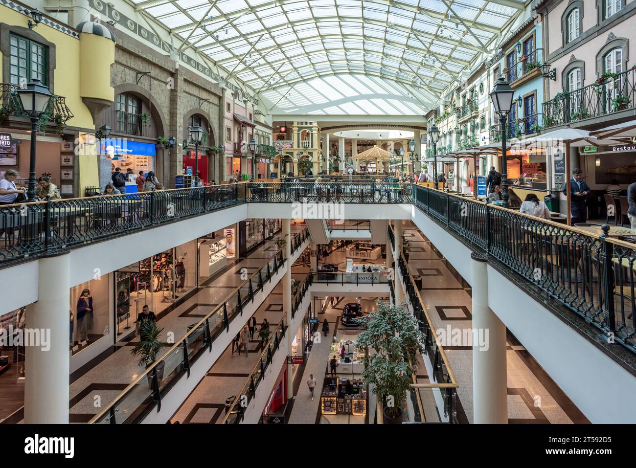 Interior of the ViaCatarina shopping Mall in Porto, Portugal on 20 ...