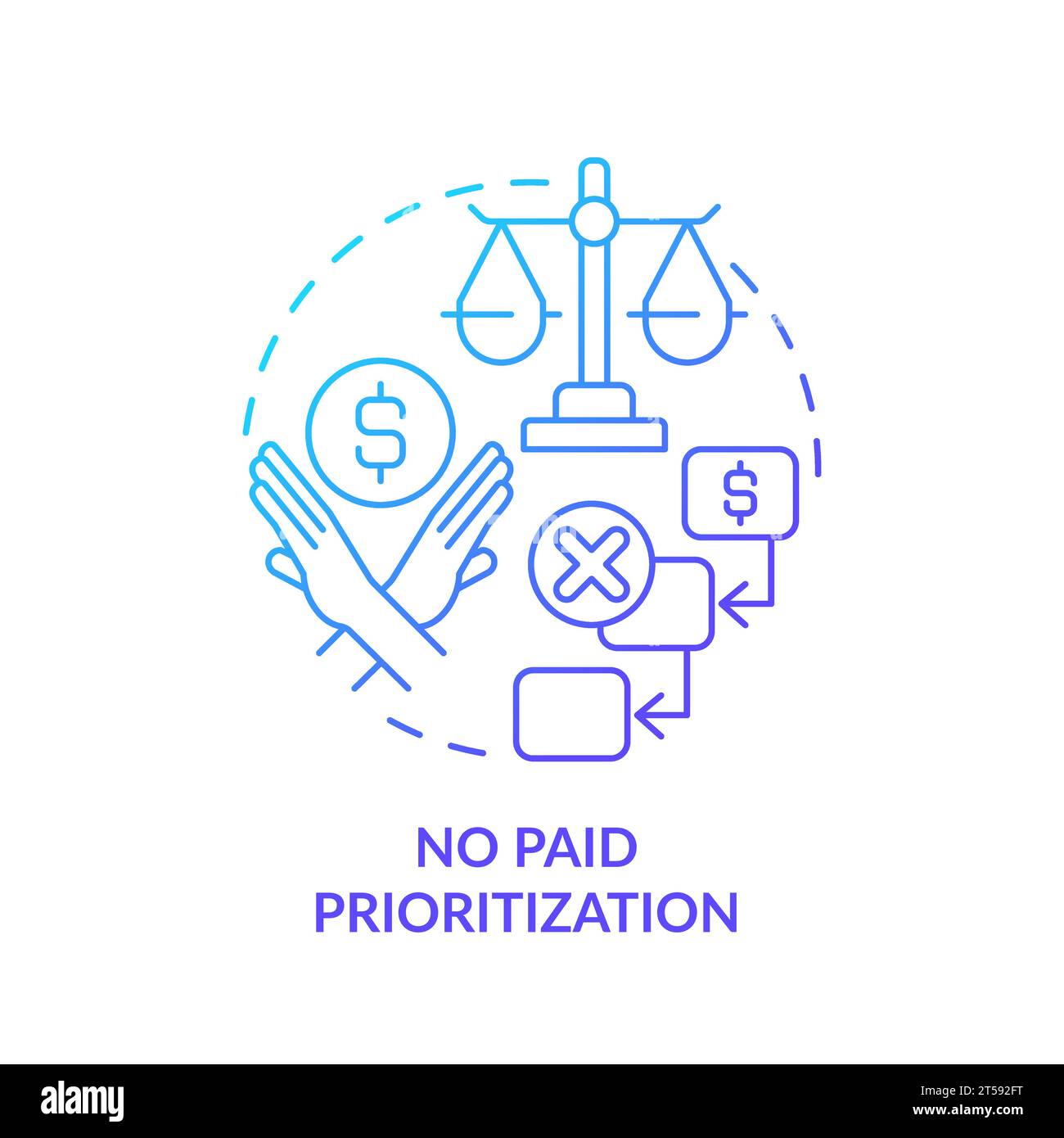 2D gradient no paid prioritization icon, simple isolated vector, cyber ... 2D gradient no paid prioritization icon, simple isolated vector, cyber ...