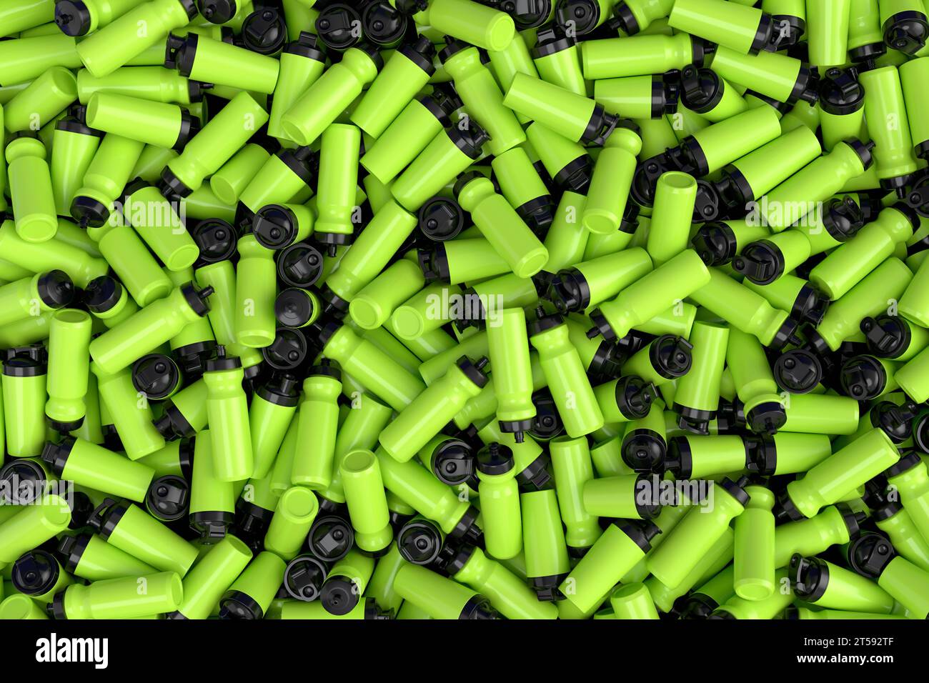 Pile of plastic sport shaker for protein drink powder on white ...