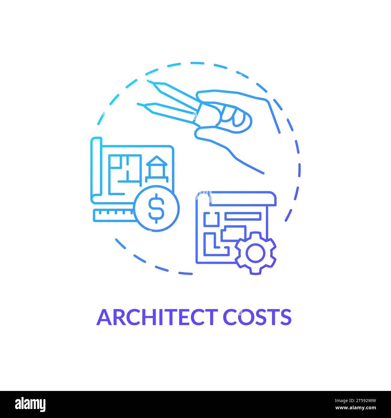 2D thin line gradient icon architect costs concept Stock Vector Image & Art - Alamy